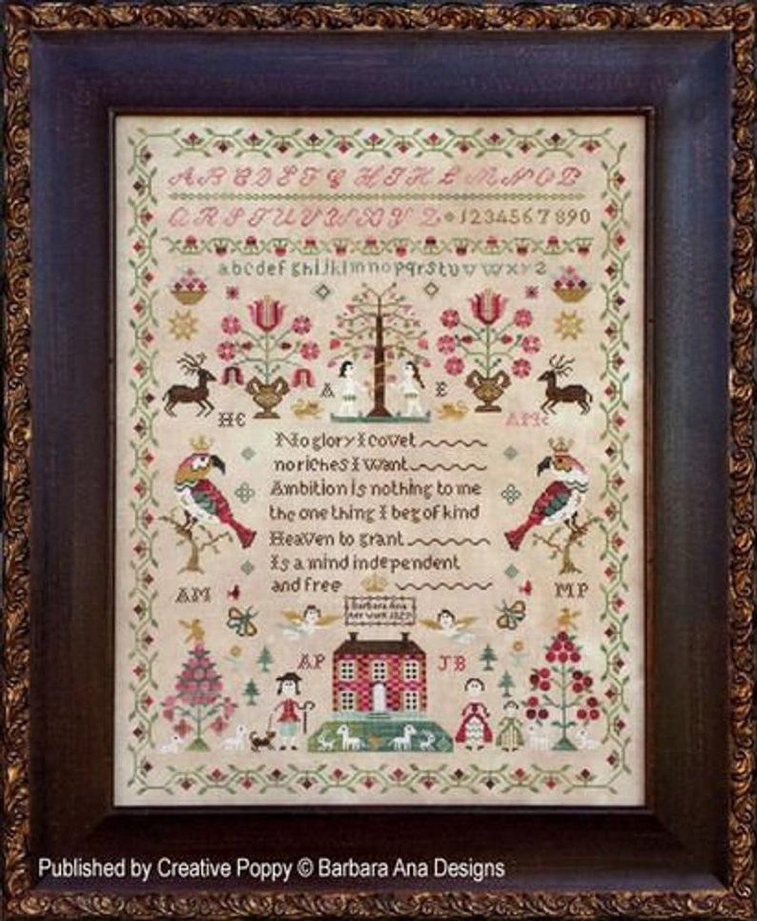 BARBARA ANA DESIGNS "the Snooty Parrots Sampler" Counted Cross Stitch ...