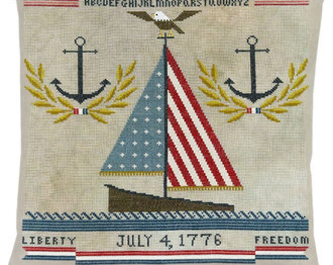 ARTFUL OFFERINGS "americana Sailboat Sampler" Counted Cross Stitch ...