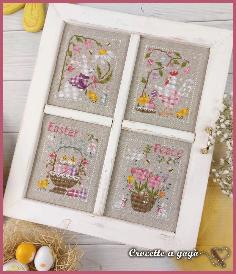 CROCETTE A GOGO "easter Window" • Counted Cross Stitch Pattern • Bunny ...