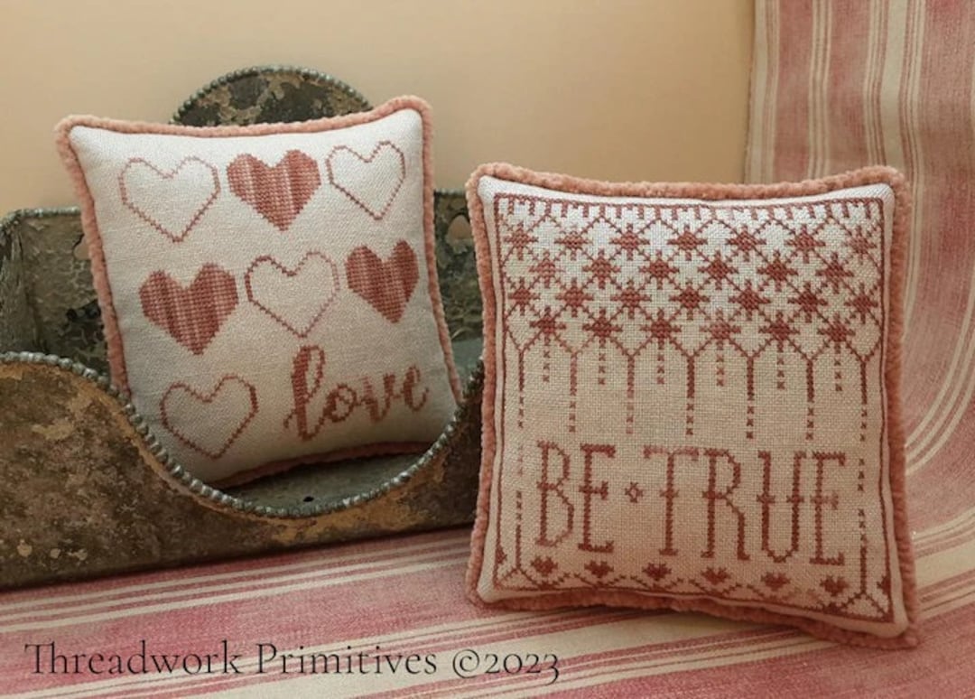 THREADWORK PRIMITIVES "valentine Duo", Counted Cross Stitch Pattern ...