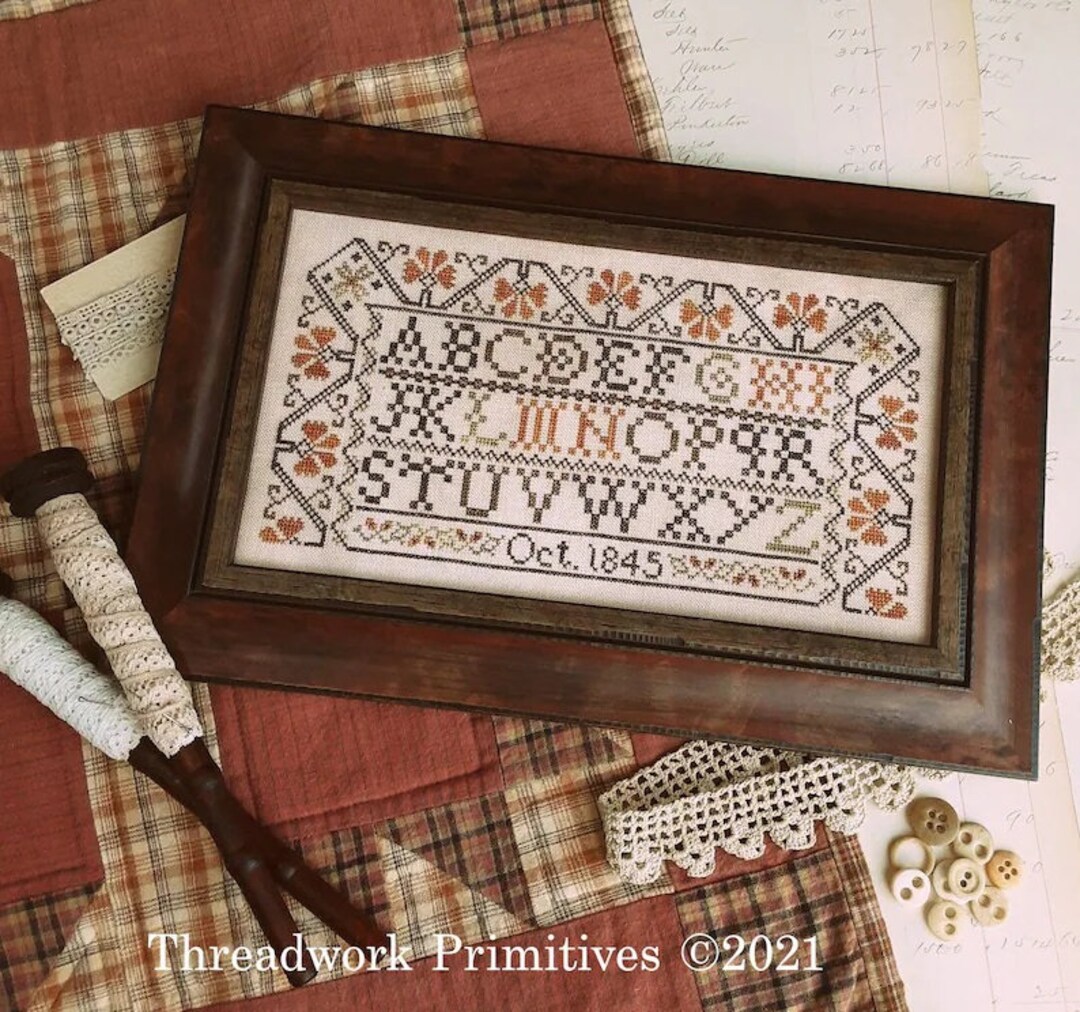 THREADWORK PRIMITIVES october Sampler Counted Cross Stitch Pattern ...