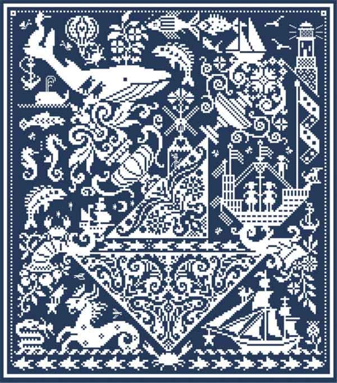 LONG DOG SAMPLERS "fish 'n Ships" • Counted Cross Stitch Pattern ...