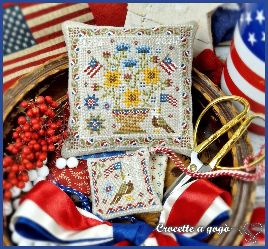 CROCETTE A GOGO "patriotic Basket" • Counted Cross Stitch Pattern ...