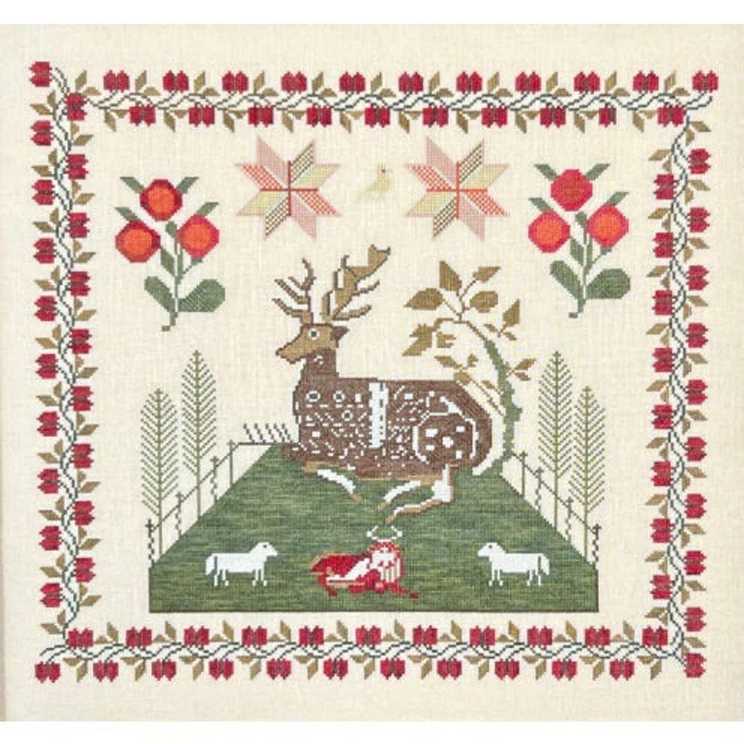 QUEENSTOWN SAMPLER DESIGNS "oh Deer 1830 Sampler" Counted Cross Stitch ...