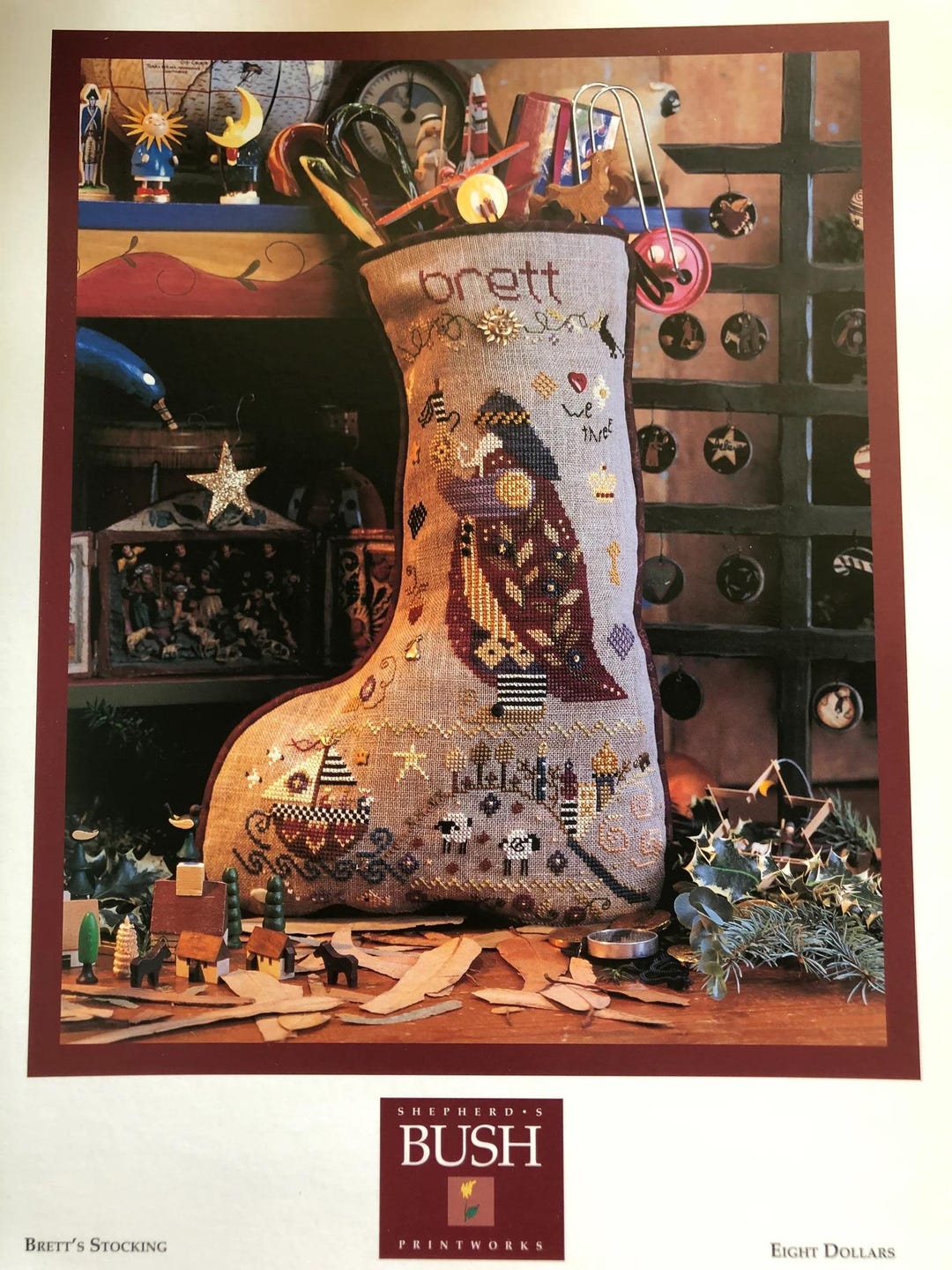 SHEPHERD'S BUSH PRINTWORKS "brett's Stocking" Counted Cross Stitch ...