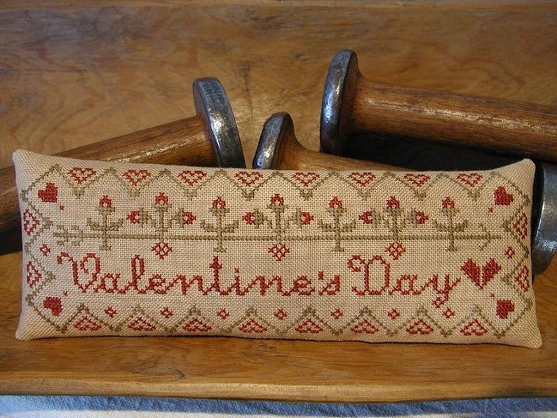 THREADWORK PRIMITIVES endless Hearts, Counted Cross Stitch Pattern, Valentine's Day, Love ...