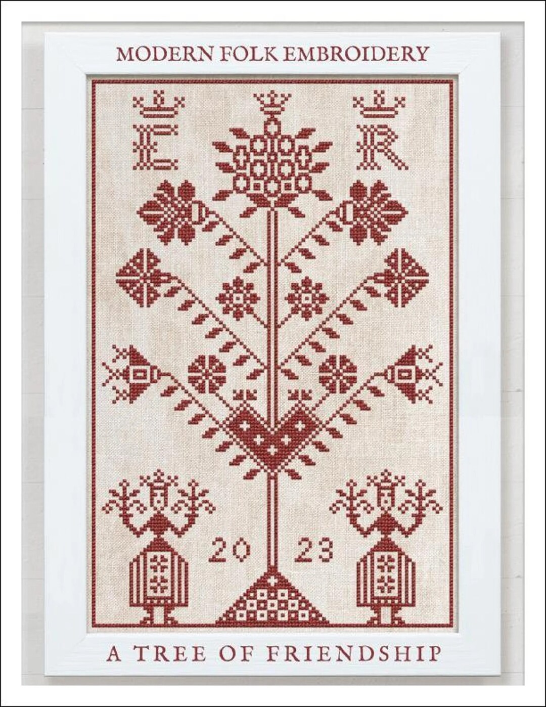 MODERN FOLK EMBROIDERY "a Tree of Friendship" Counted Cross Stitch ...