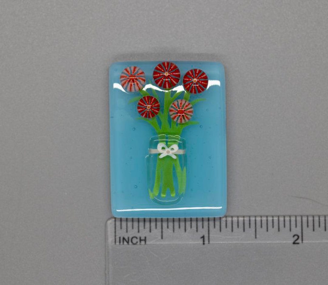 BEAU VERRE ART "floral Fused Glass Needle Minder" • Fused Glass ...