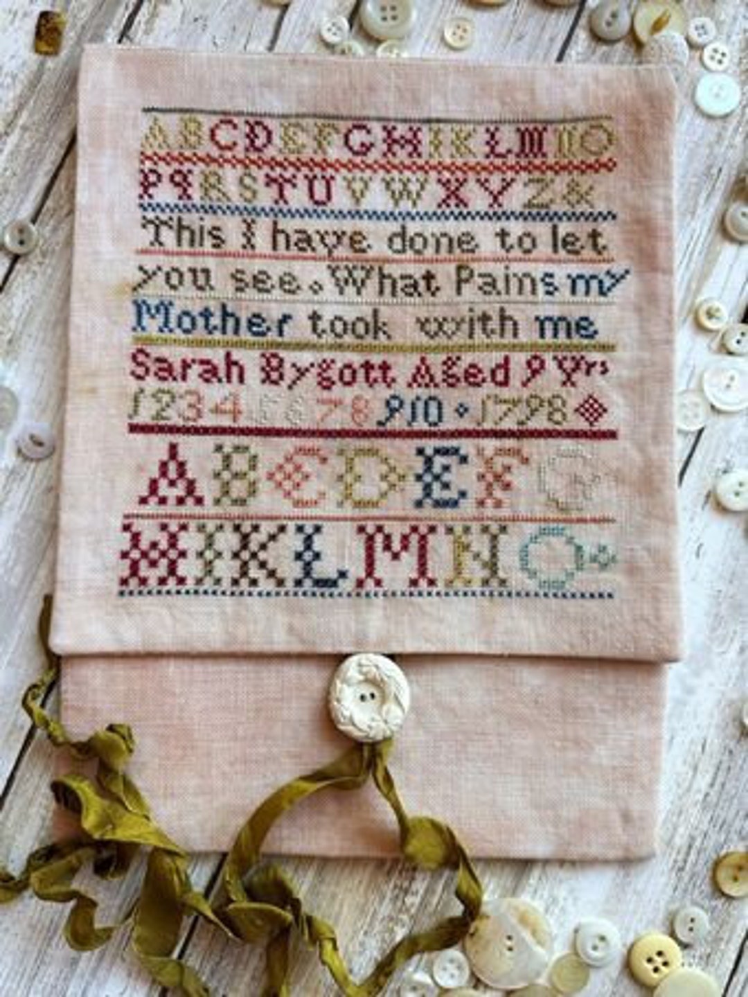 LUCY BEAM "sarah Bygott 1798" Counted Cross Stitch Pattern, Sampler, Reproduced Sampler, Pattern ...