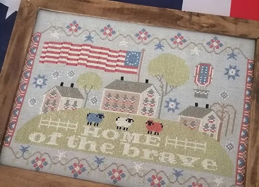 TWIN PEAK PRIMITIVES "home of the Brave" Counted Cross Stitch Pattern ...
