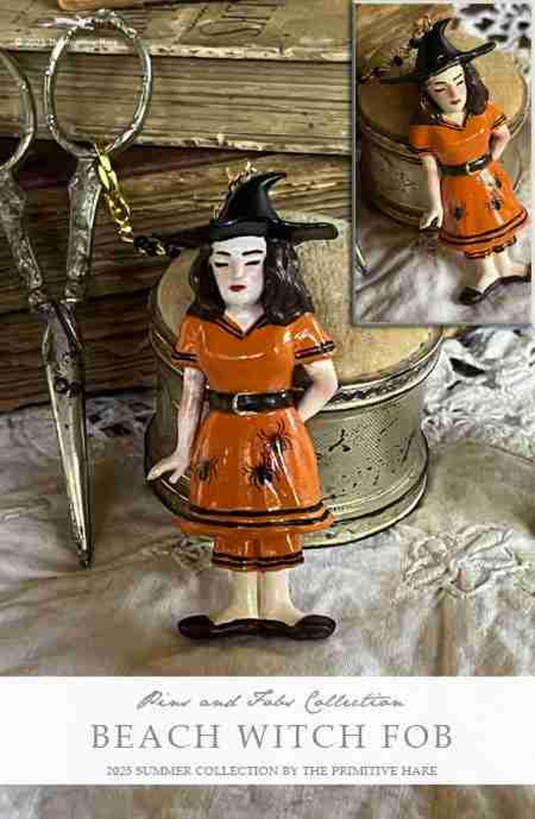 The PRIMITIVE HARE "beach Witch Fob" Handmade in Italy ~ Needlework ...