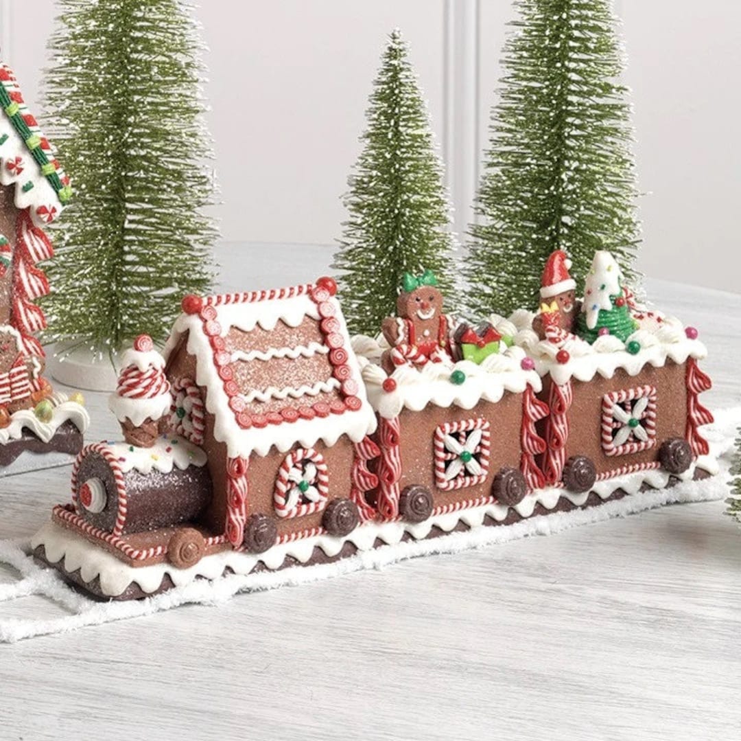 RAZ Imports Lighted Gingerbread Train Christmas Decor - Etsy