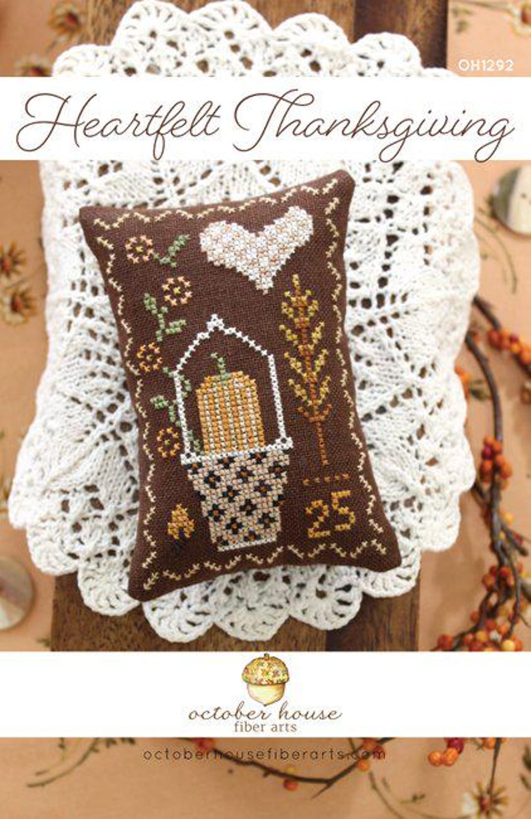 OCTOBER HOUSE Fiber Hearts "heartfelt Thanksgiving" Counted Cross ...