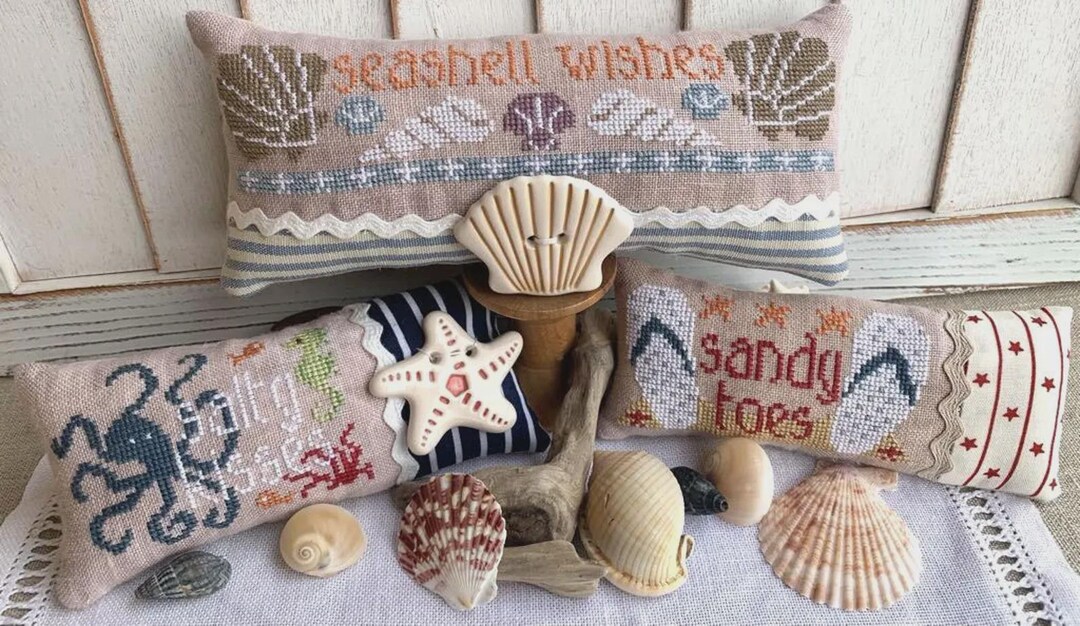 ROVARIS "seashell Wishes" Counted Cross Stitch Pattern, Beach, Summer, Paper Pattern - Etsy