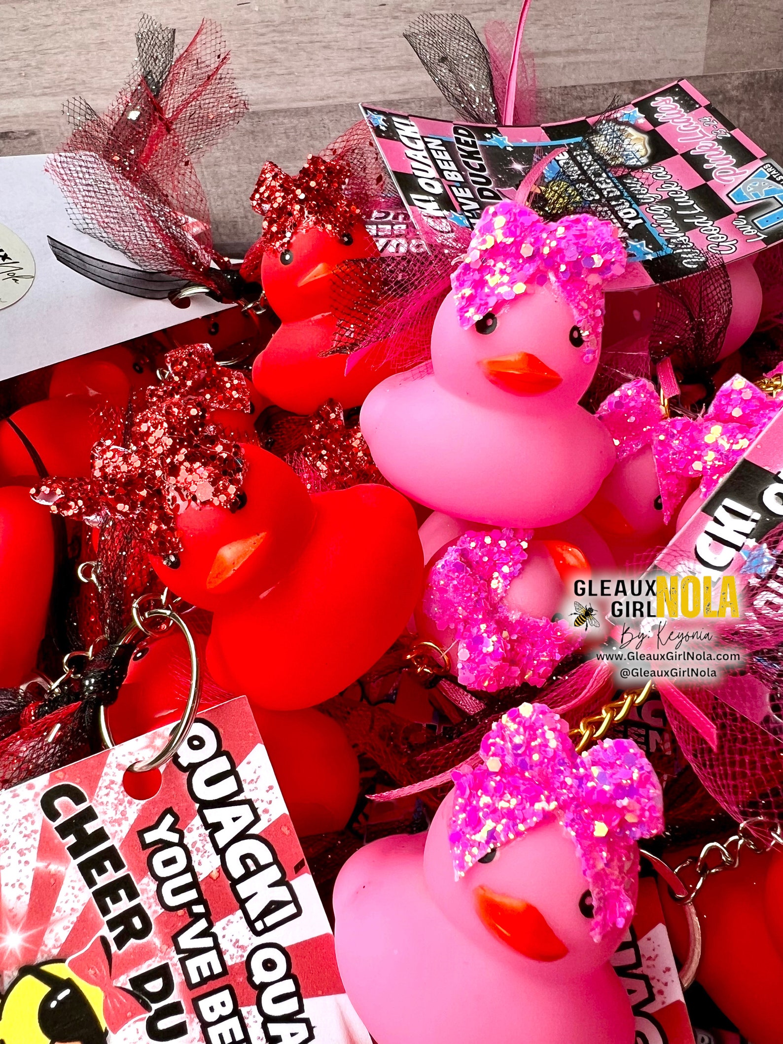 Good Luck Duck Keychain, Rubber Duck Keychain, Glitter Rubber Duck ...
