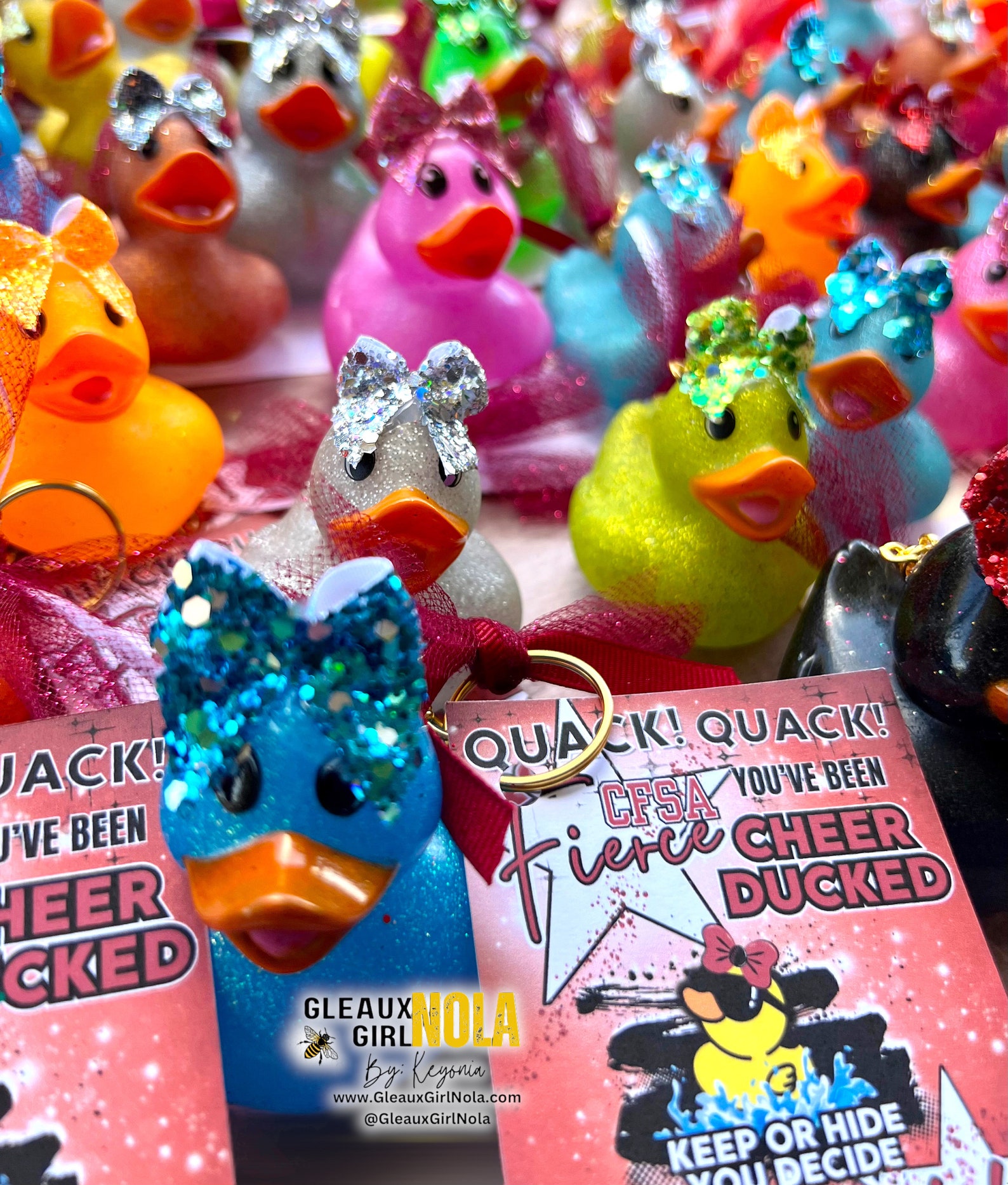 Good Luck Duck Keychain, Rubber Duck Keychain, Glitter Rubber Duck ...
