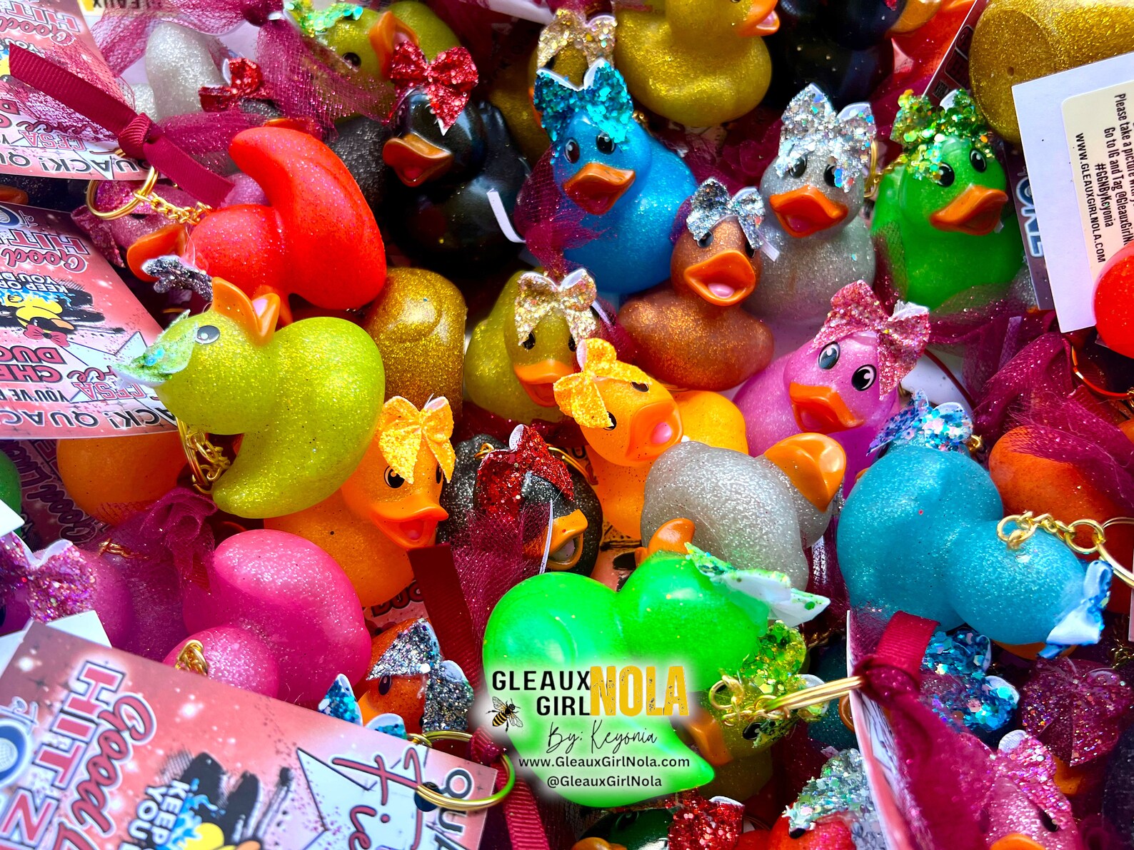 Good Luck Duck Keychain, Rubber Duck Keychain, Glitter Rubber Duck ...