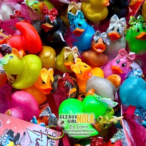 Good Luck Duck Keychain, Rubber Duck Keychain, Glitter Rubber Duck ...