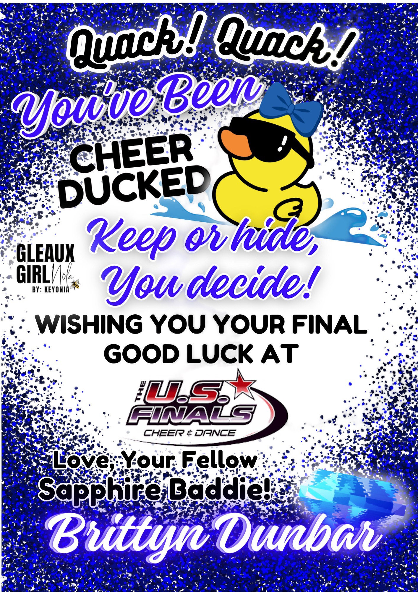 Good Luck Duck Keychain Rubber Duck Keychain Glitter Rubber - Etsy