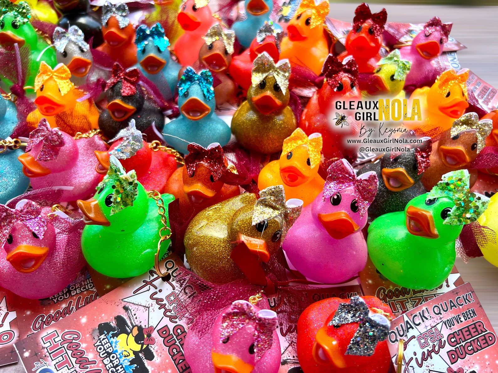Good Luck Duck Keychain, Rubber Duck Keychain, Glitter Rubber Duck ...