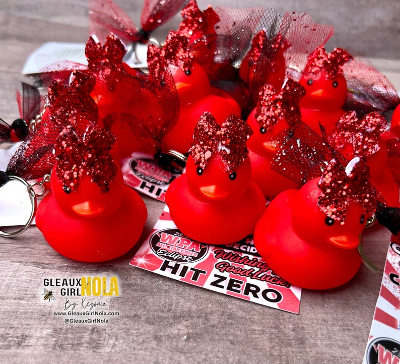 Good Luck Duck Keychain, Rubber Duck Keychain, Glitter Rubber Duck ...