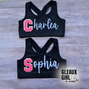 Custom Initial Name Varsletter Sports Bra - Etsy