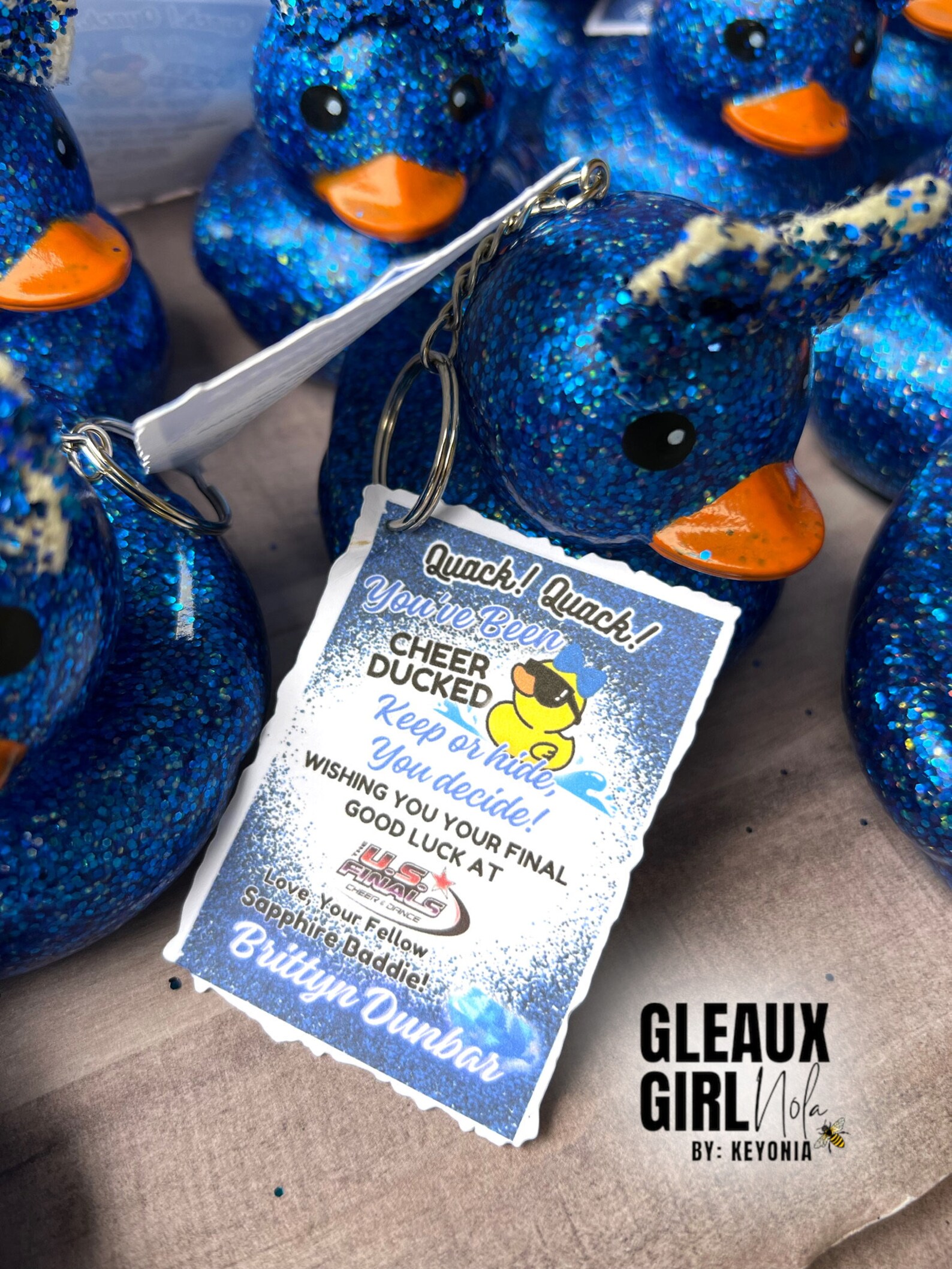 Good Luck Duck Keychain Rubber Duck Keychain Glitter Rubber - Etsy