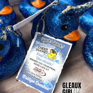 Good Luck Duck Keychain Rubber Duck Keychain Glitter Rubber - Etsy