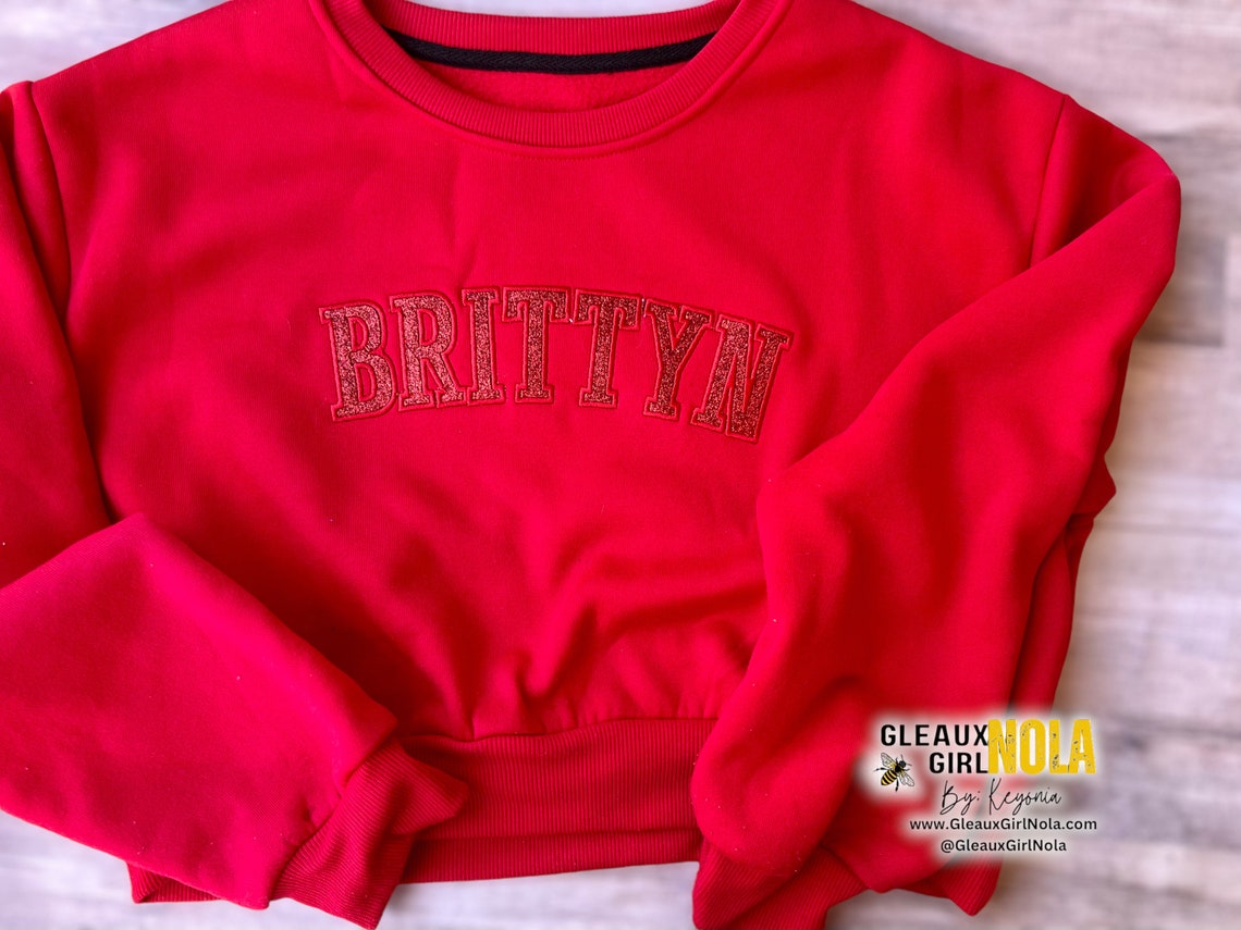 Custom Glitter Appliqué Embroidery Sweatshirt, MAMA Glitter Applique ...