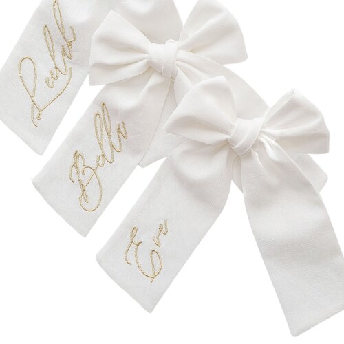 Bespoke Ivory Custom Name Beaded Bow With Pearls - Etsy