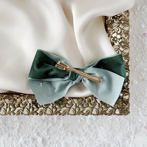 Emerald Green Velvet Mini Pearls Initial Bow Personalized - Etsy