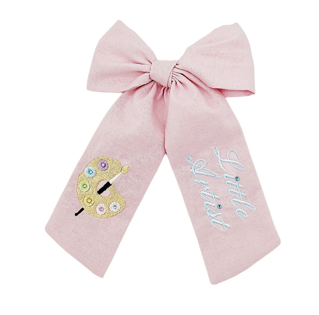 Artist Palette Bow Pink Embroidered Back to School Hair Clip - Etsy