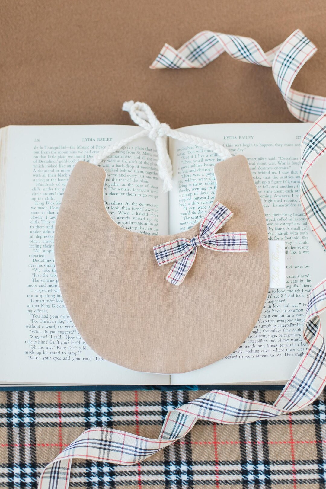 Brown Drool Baby Bib - Girl Accessory With Plaid Bow - Luxery Baby ...