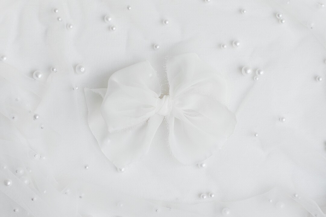 Delicate White Chiffon Bow - Etsy