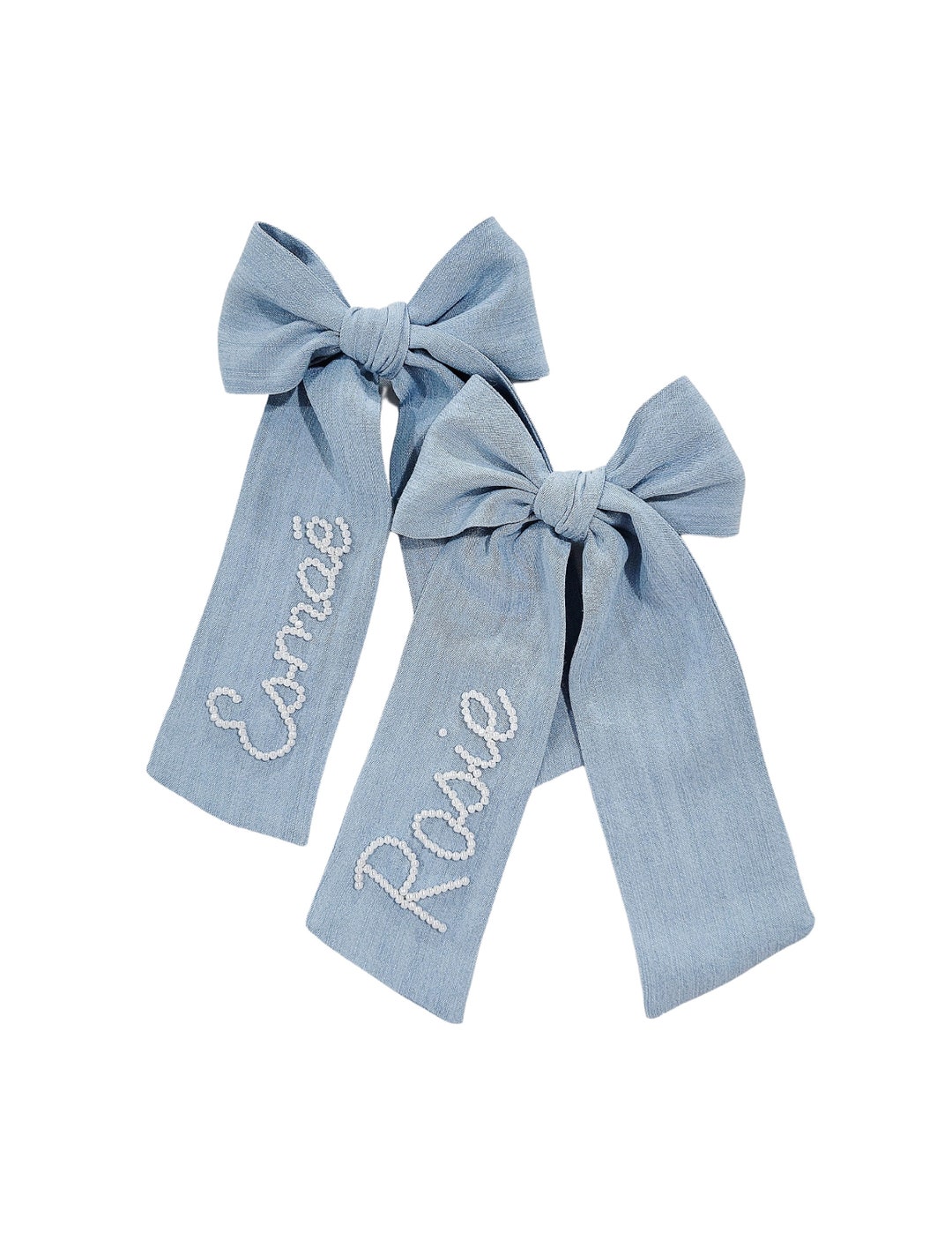 Light Wash Denim Bow - Etsy