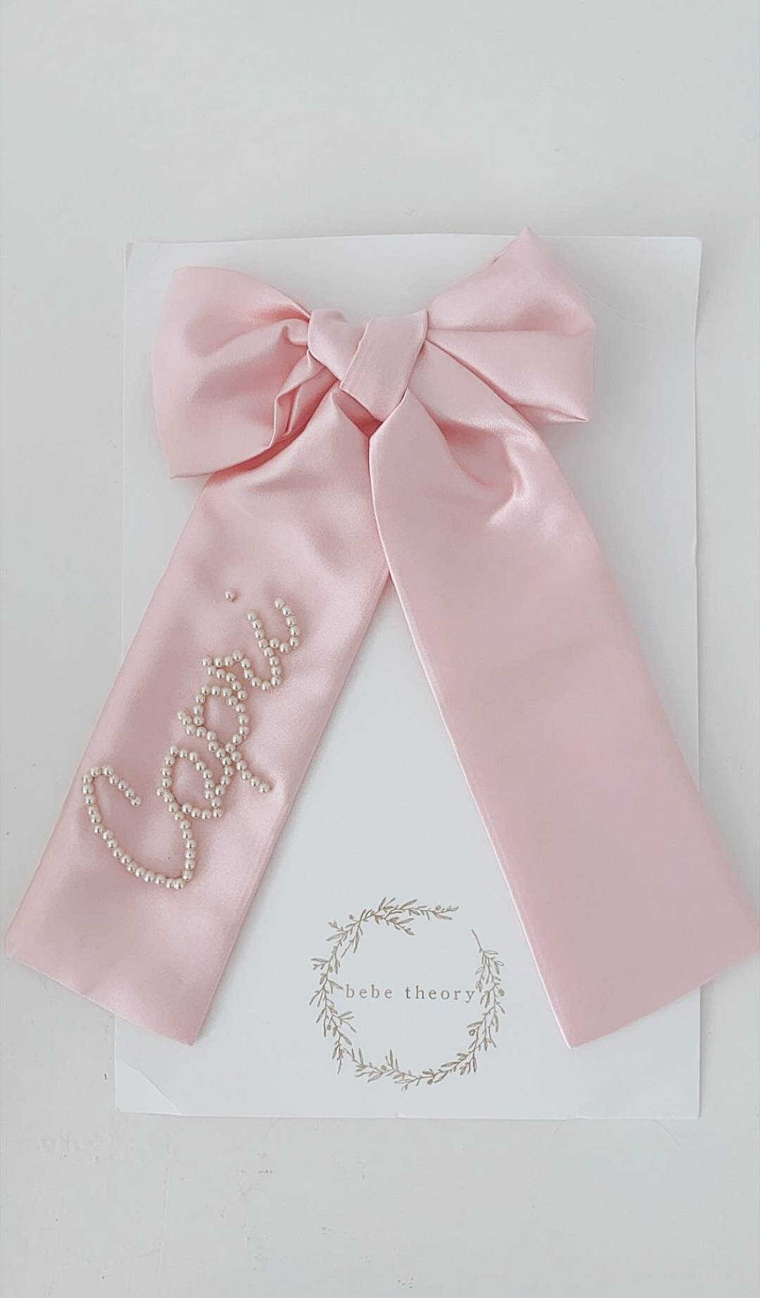 Custom Beaded Pink Pearl Bow Long Ballerina Bow - Etsy