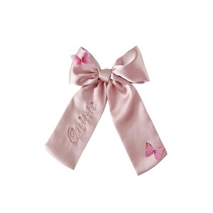 Rose Pink Monogrammed Butterfly Bow Girl Hair Pin - Etsy