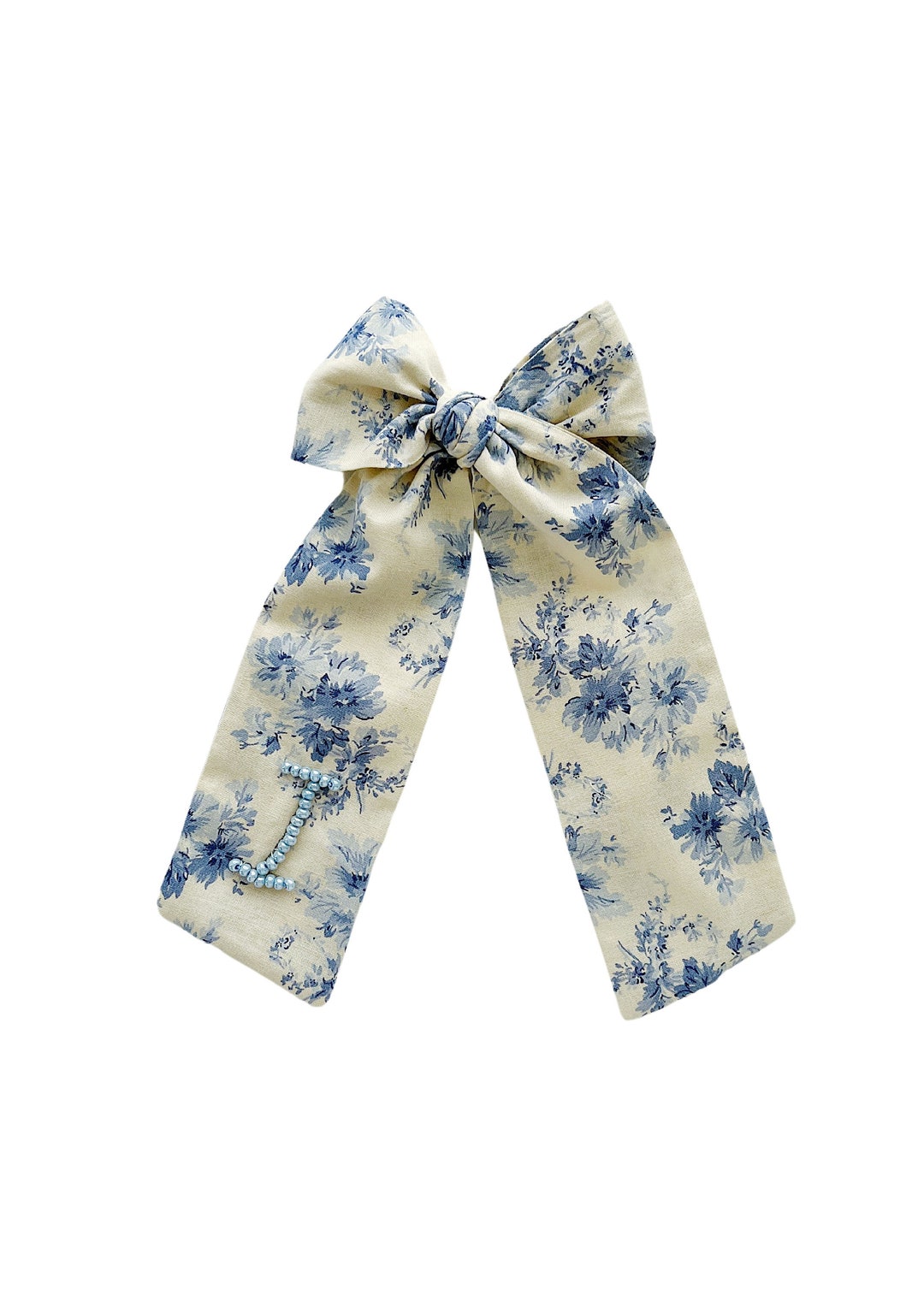 Beige Toile Beaded Bow Custom Personalized Bow - Etsy