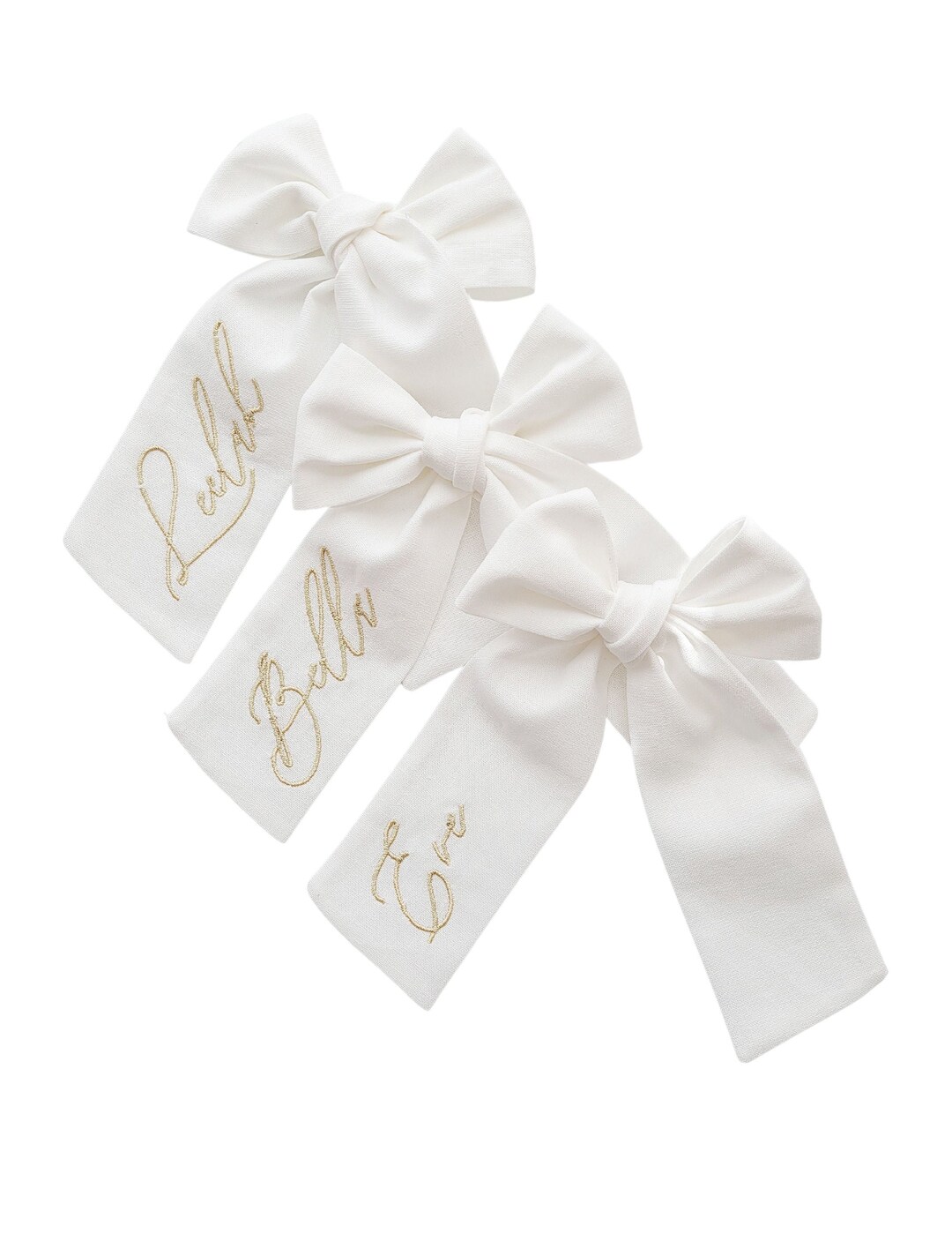 Custom Name Embroidered Linen Bow - Etsy