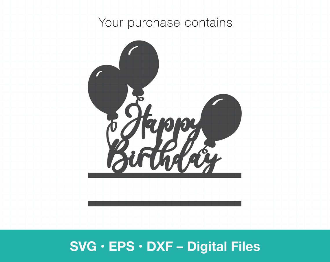 Happy Birthday SVG Balloons Cake Topper SVG With Custom - Etsy