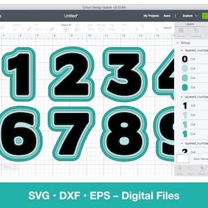 Layered Svg Numbers 0 to 9; Offset Shadow Party Decoration for Custom ...