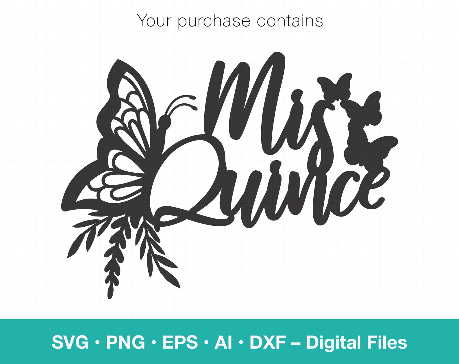 Mis Quince Birthday Cut File; Butterfly Sweet 15 SVG Cake Topper ...