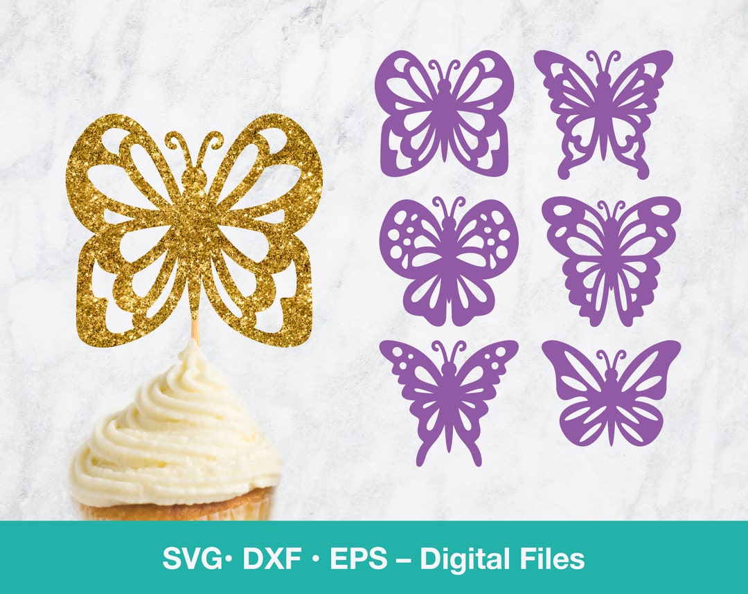 6 Lace Butterfly SVG Cupcake Topper; Garden Party Wall Decor; First ...