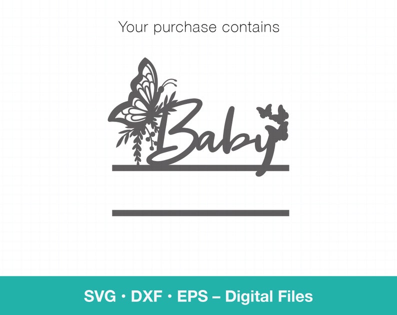 Baby Butterfly SVG; Personalize Name Cake Topper Baby Shower Decoration ...