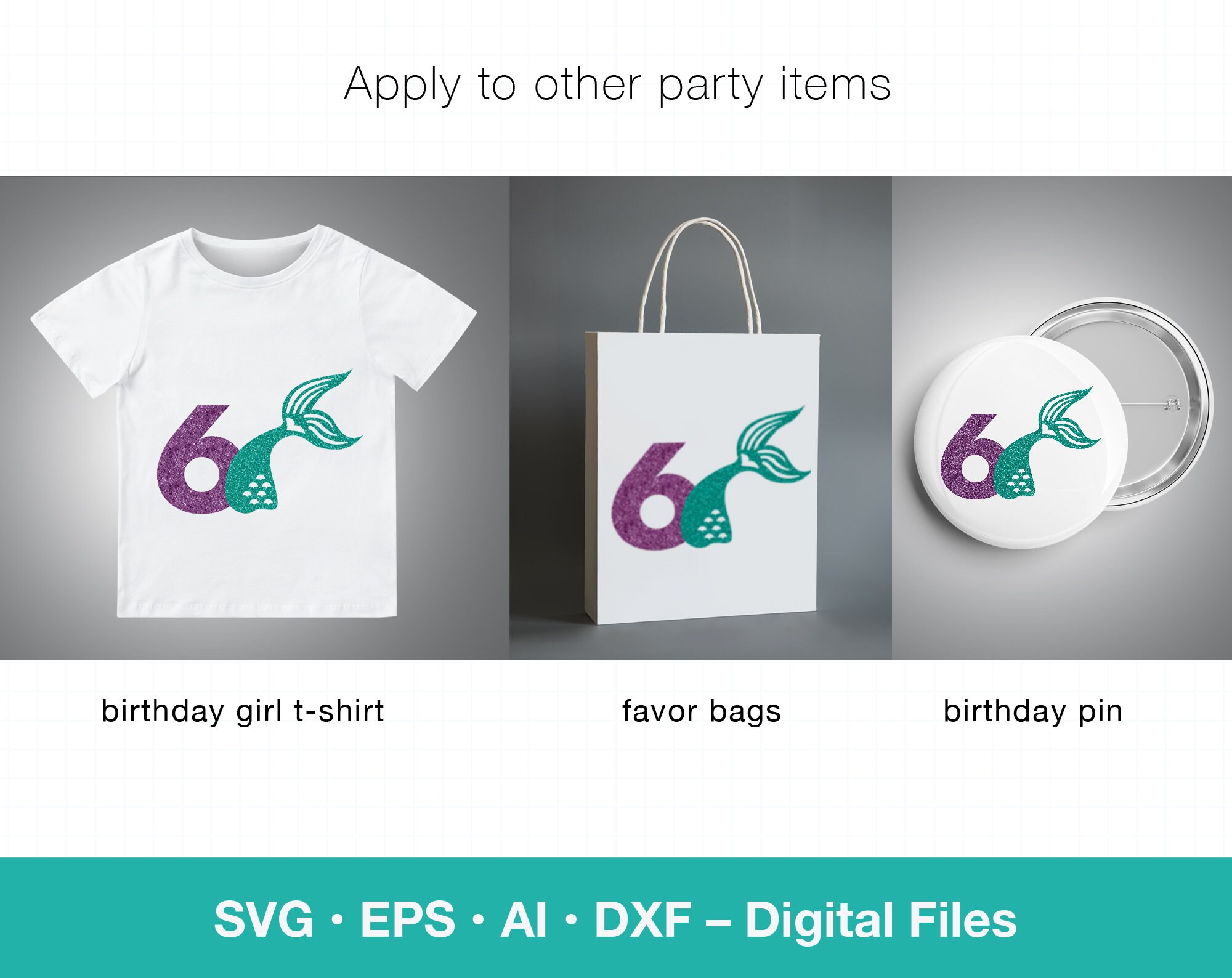 Mermaid Tail SVG Cake Topper With Birthday Number 1 2 3 4 | Etsy