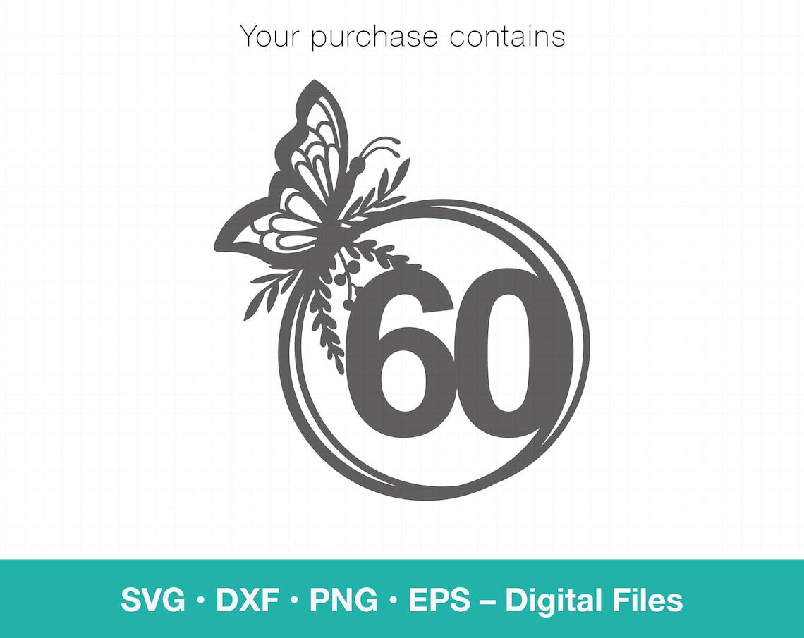 60th birthday svg Butterfly SVG Cake Topper Geometric svg | Etsy