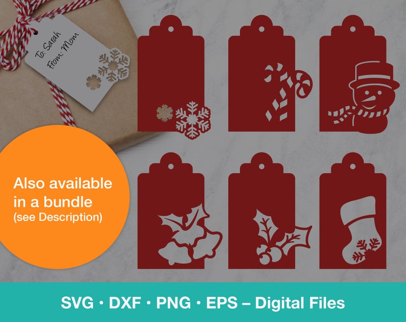 Snowflake Christmas Gift Tag SVG for Your Holiday Gifts and - Etsy