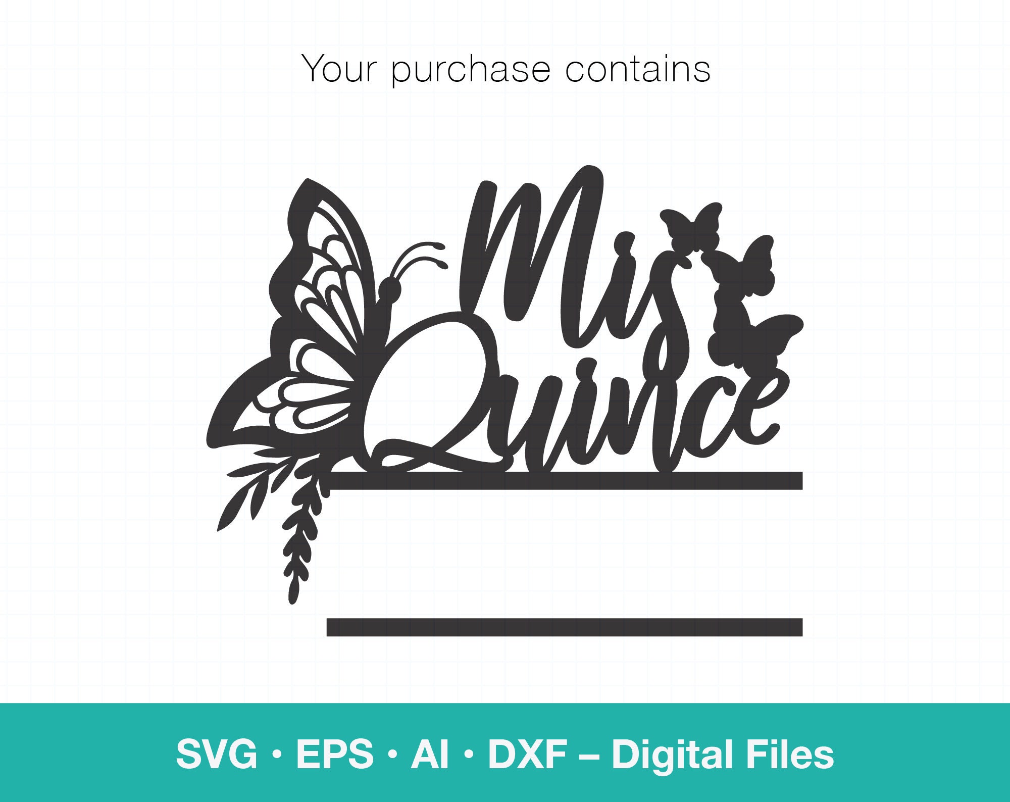 Mis Quince Birthday Custom Name Svg; Butterfly Sweet 15 Svg Cake Topper ...