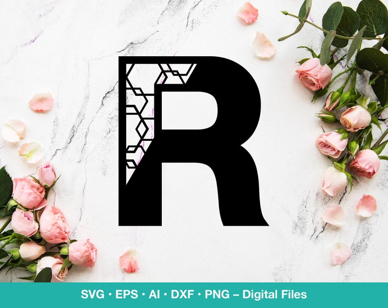 Monogram letter R SVG cut file Wedding initial Cricut | Etsy