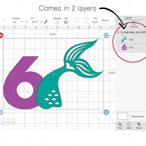 Mermaid Tail SVG Cake Topper With Birthday Number 1, 2, 3, 4, 5, 6, 7 ...